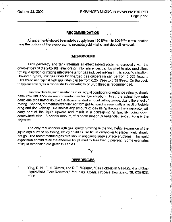 Dr. David Dickey Consultation on Mixing for 2H Evaporator Cleaning and ...